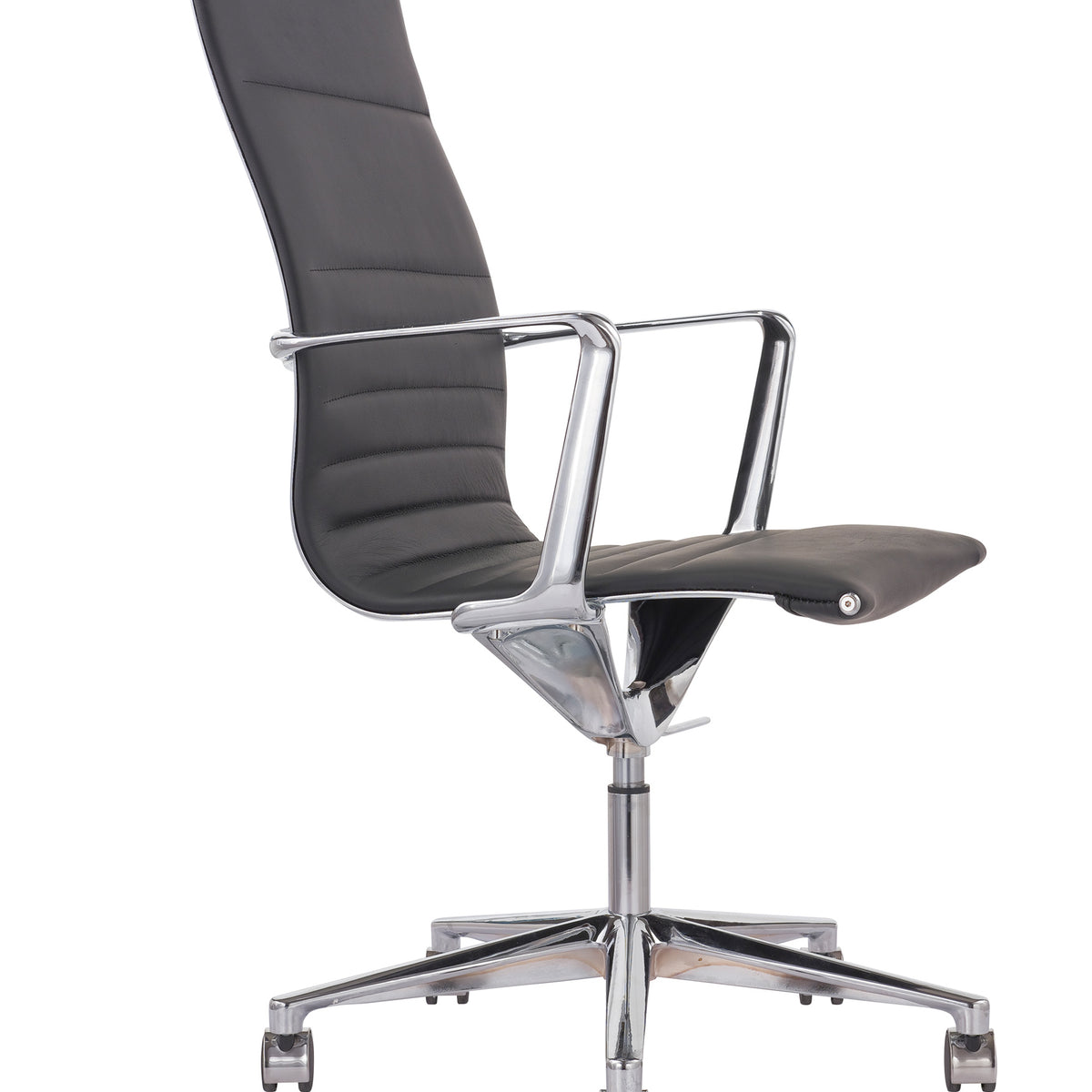 Designer Chefsessel schwarz Echtleder Aluminium, Bürostuhl schwarz ...