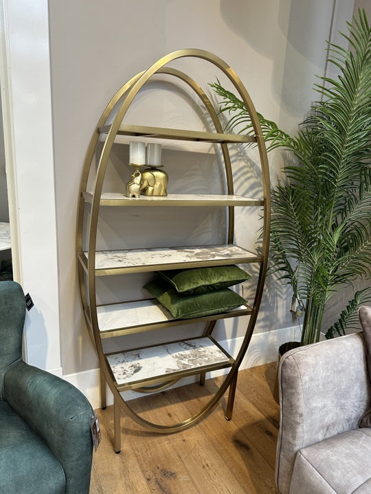 Regal oval Gold matt, Bücherregal oval Bronze – Richhome