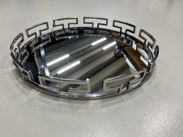 Tablett rund Silber, Tablett Spiegel, Breite 48 cm – Richhome