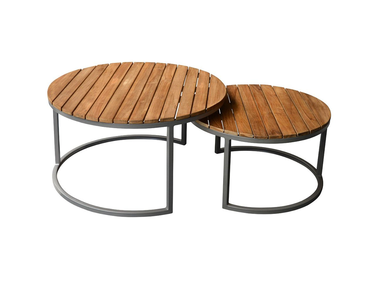 2er Set Outdoor Couchtisch rund anthrazit, Gartentisch rund Couchtisch ...